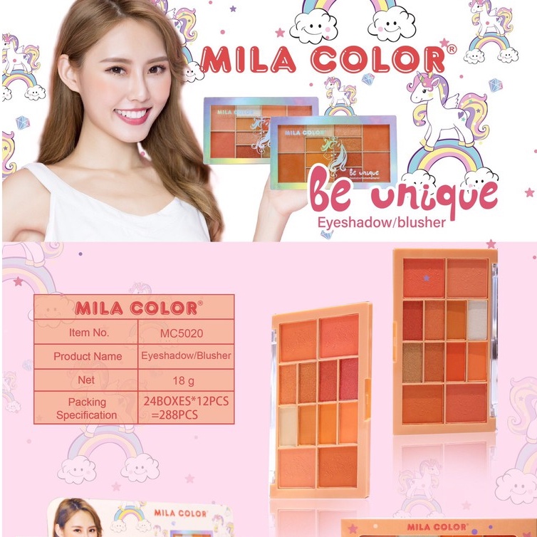 MC5020 Mila color Eyeshadow Palette With Blush Tone Orange Peach Brick ...