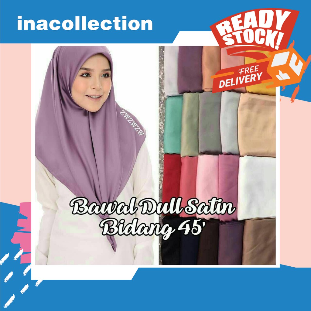 BAWAL DULL SATIN MURAH / BAWAL SATIN PLAIN BIDANG 45 | Shopee Malaysia