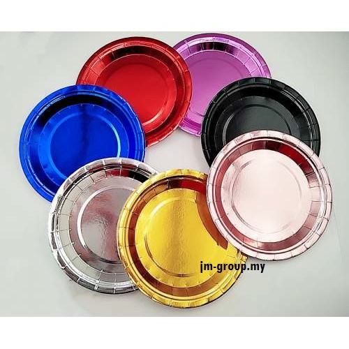 ReadyStock Birthday Party 10 PCS Paper Plate Plain Solid Colours Plate ...