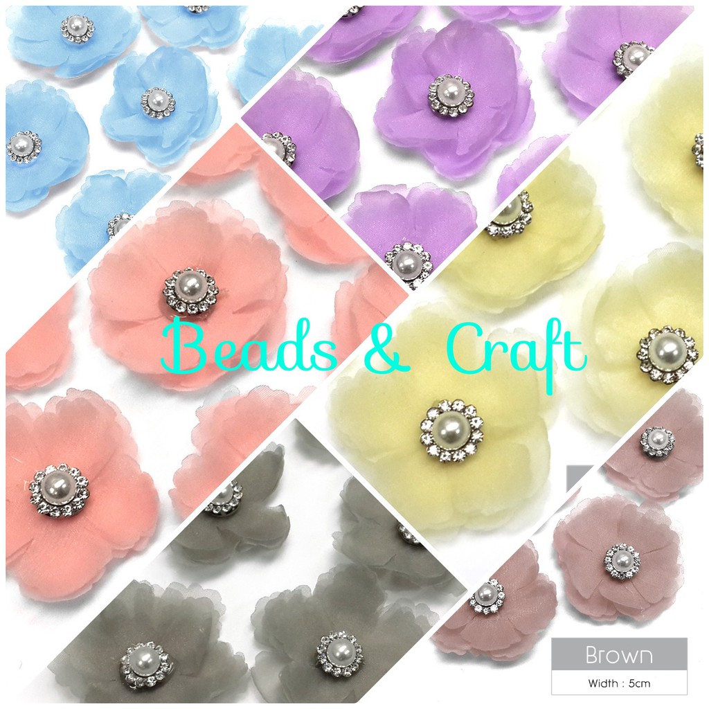 Bunga 3D/ 3D Handmade Flowers Chiffon 5pcs | Shopee Malaysia