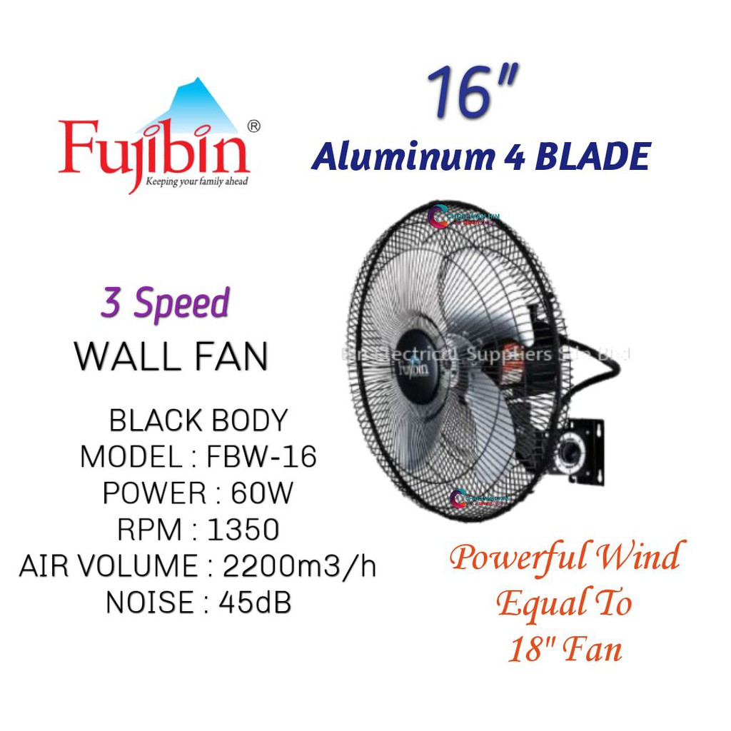 FUJIBIN 16" STAND FAN / WALL FAN / POWERFUL AUTO FAN / FLOOR FAN ...