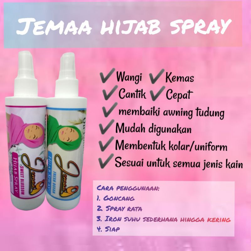💖JEMAA HIJAB SPRAY💖Pengeras tudung💝Uniform& perlbagai fabric💝 | Shopee ...