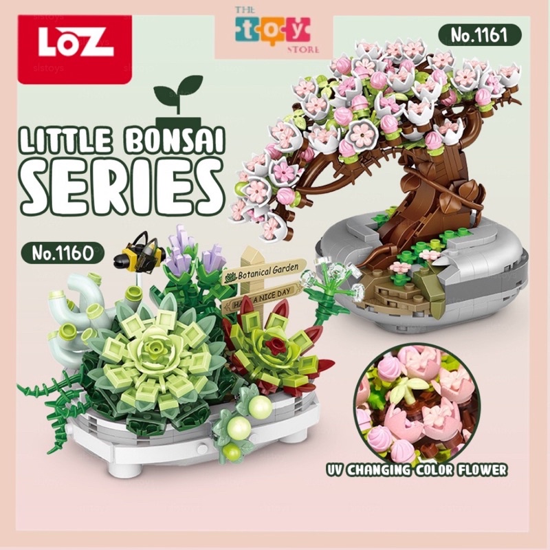 LOZ Mini Bunga Block Flower Pink Sakura Cherry Tree Pot Plant Model DIY Building Block Plant ...