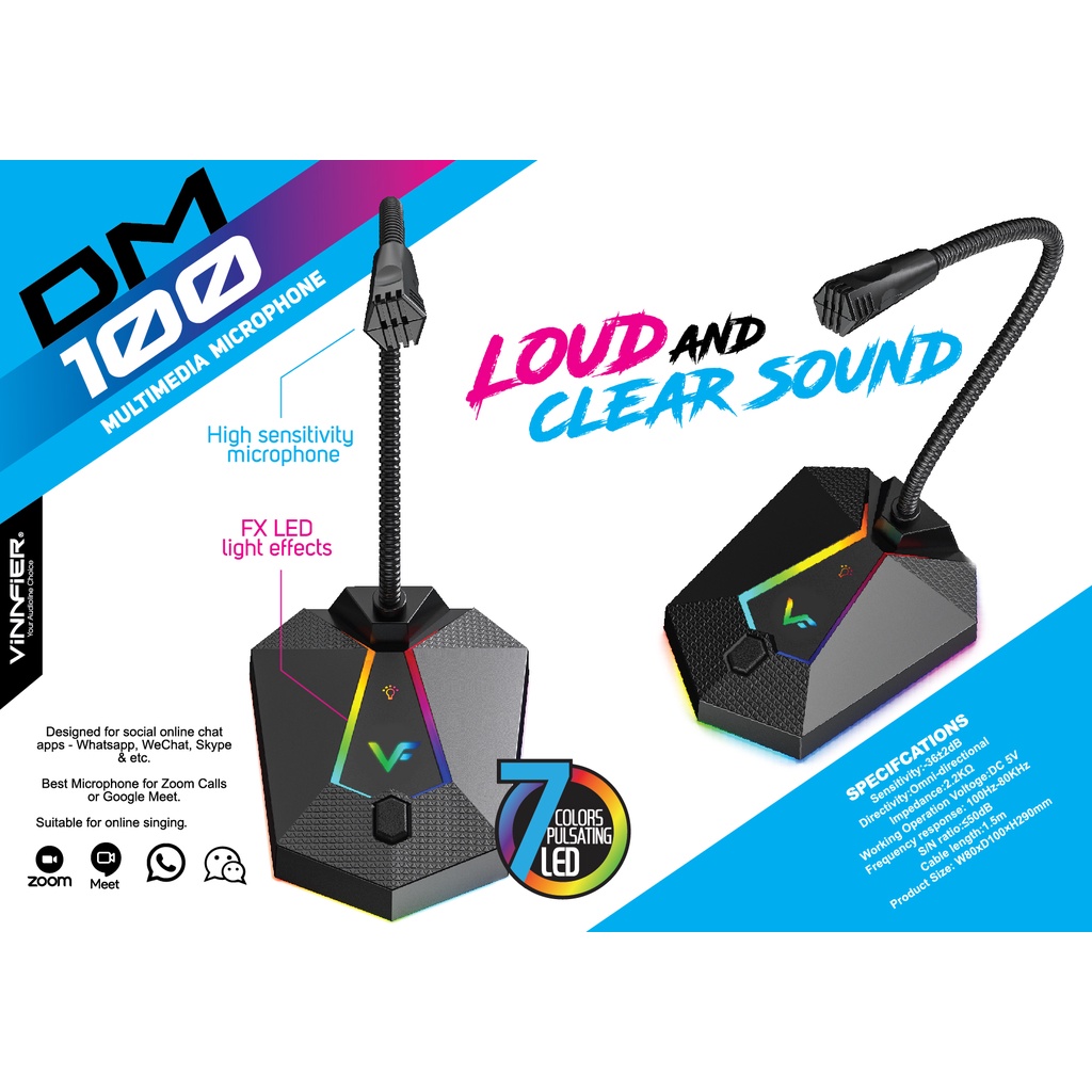 VINNFIER DM100 Multimedia Microphone For Online Singing, Whatsapp ...