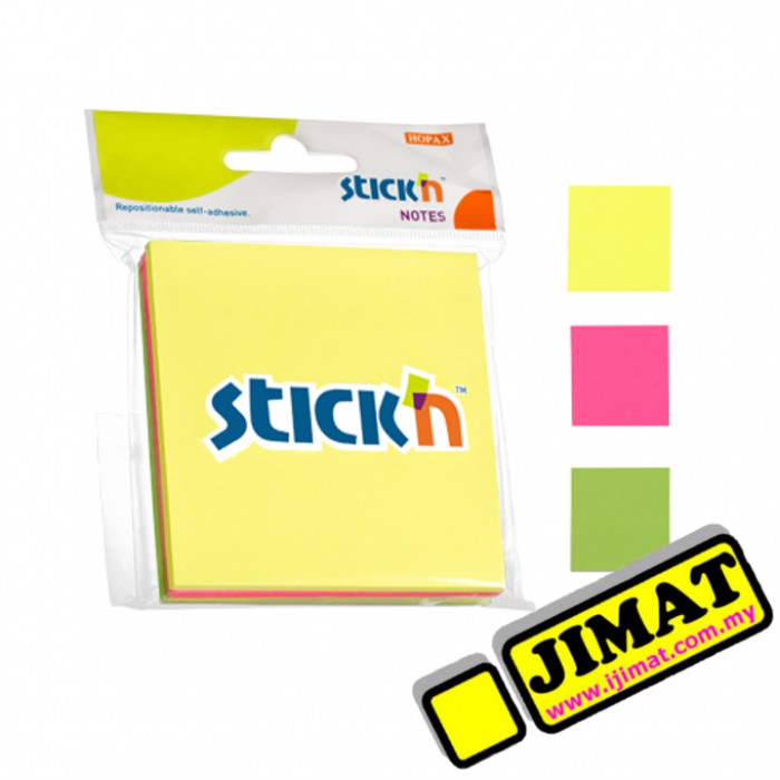 HOPAX 21093 Neon Sticky Note / Memo Pad / Stick'N Notes (3x3) 76mmx76mm ...