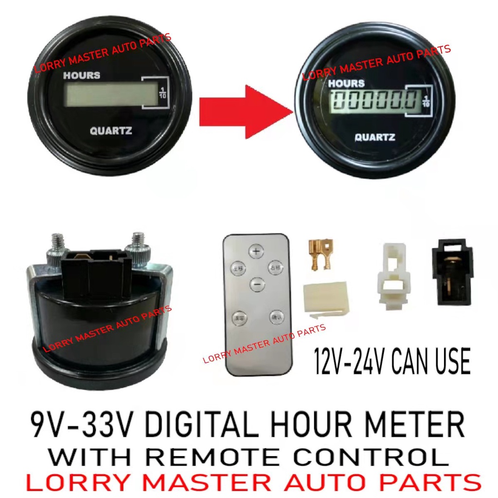 DIGITAL HOUR METER WITH REMOTE CONTROL 9V TO 33V CAN USE LORRY TRUCK ...