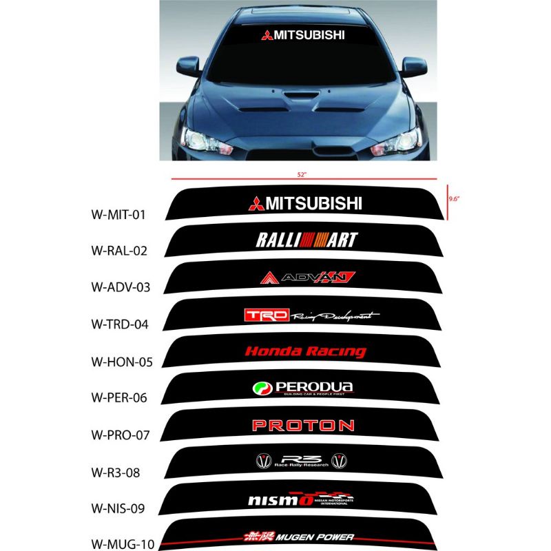 Sticker Front Car Windscreen Windshield Sticker 130cm X 24cm Car Mirror ...