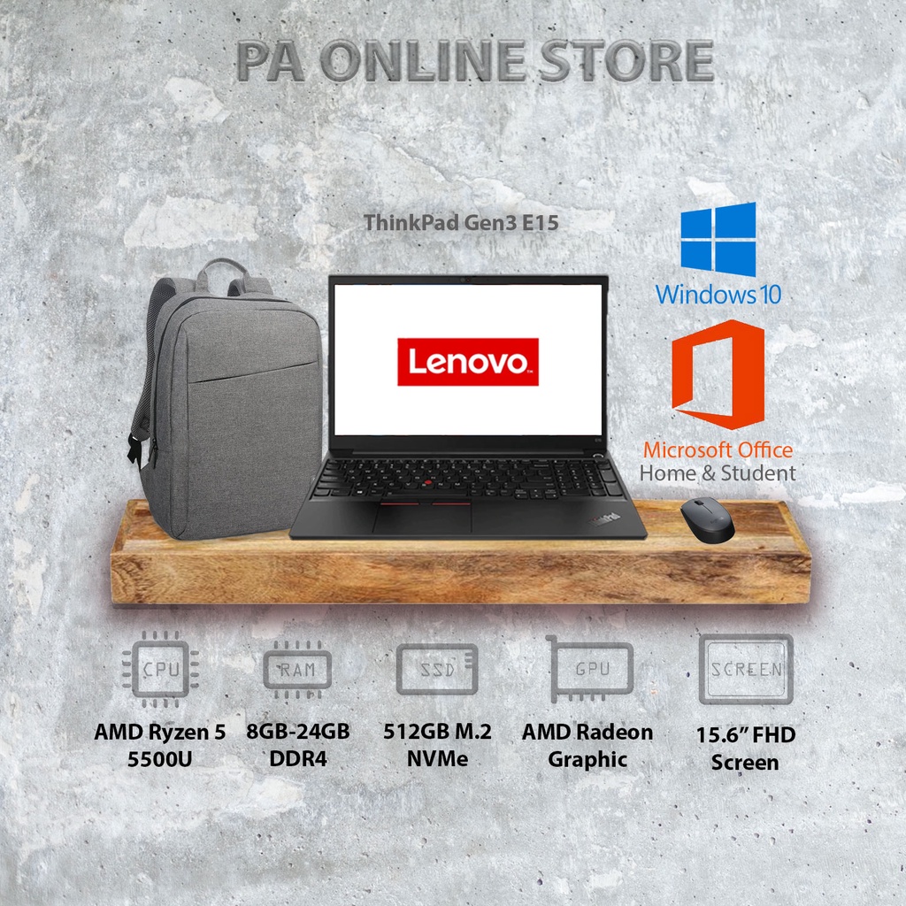 Lenovo ThinkPad E15 Gen 3 20YG-S02U00 15.6'' FHD ( AMD RYZEN 5-5500U, 8GB-24GB RAM, 512GB SSD ...