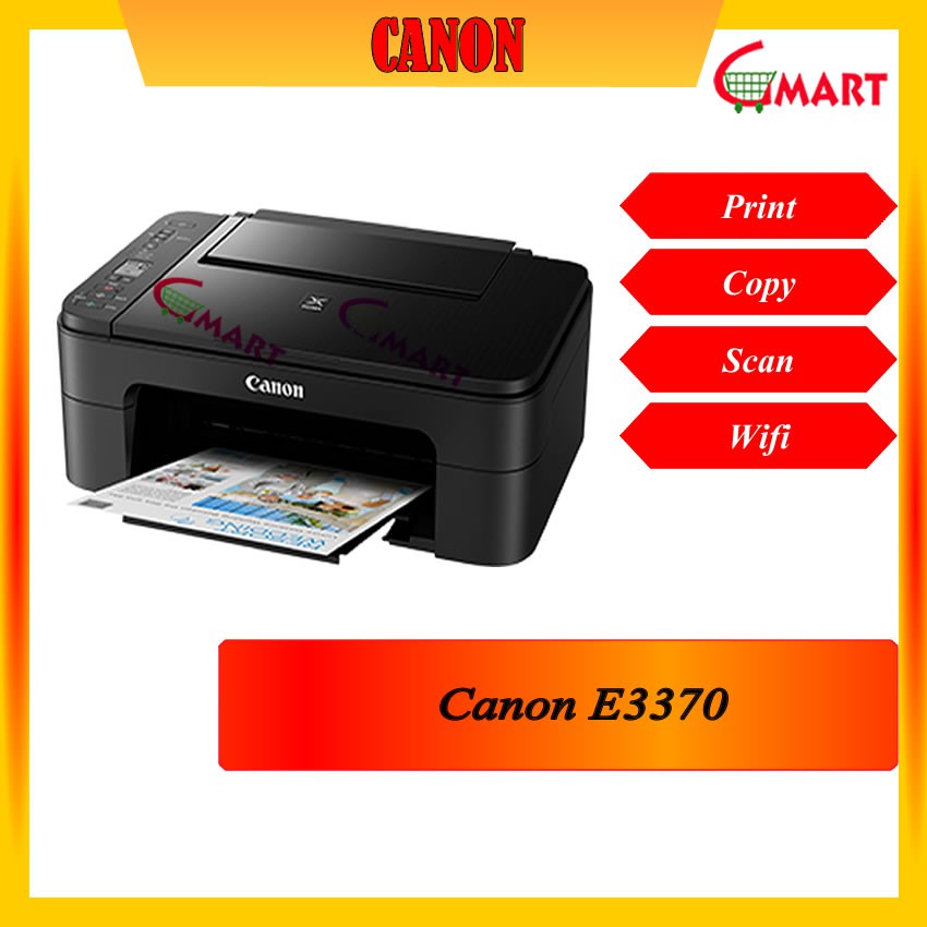 Canon Pixma E3370 3 in 1 Color Inkjet Printer Print/Scan/Copy/Wireless ...
