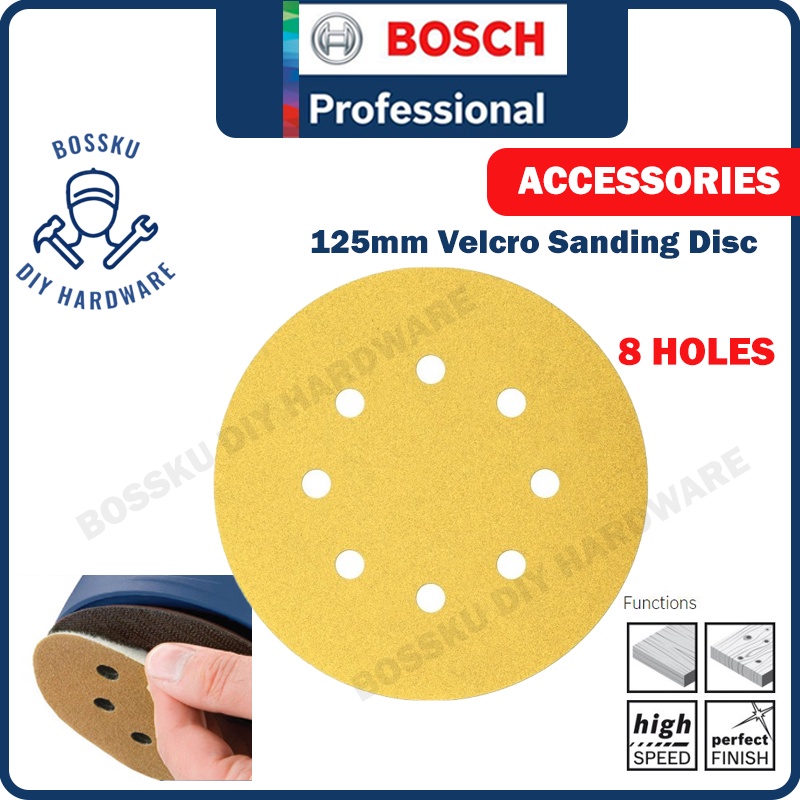 Bosch Velcro Sanding Sand Paper Disc For Orbital Sander 125mm 8 holes ...