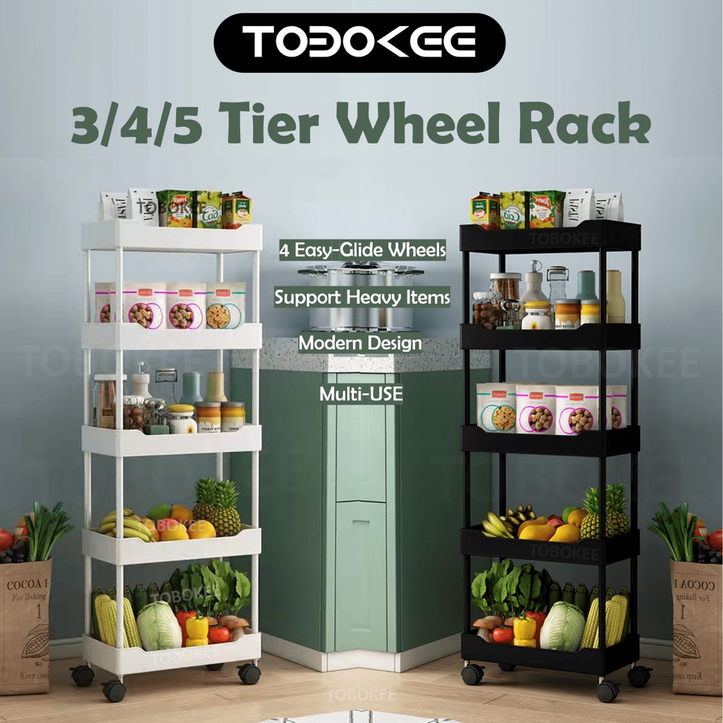 3 4 5 Tier Multipurpose Storage Rack With Wheel Rak Dapur Home Kitchen ...