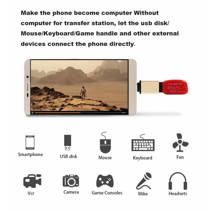 OTG Type C To A USB 3.0 Female Data Adapter Converter For Mouse Mobile ...