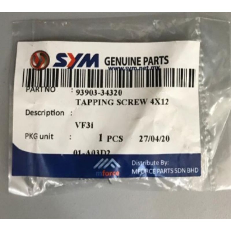 SYM TAPPING SCREW 4X12 VF3i | Shopee Malaysia