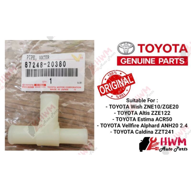 [100% Original] Water Pipe T Joint Toyota Wish ZNE10/ZGE20 Altis ZZE122 ...