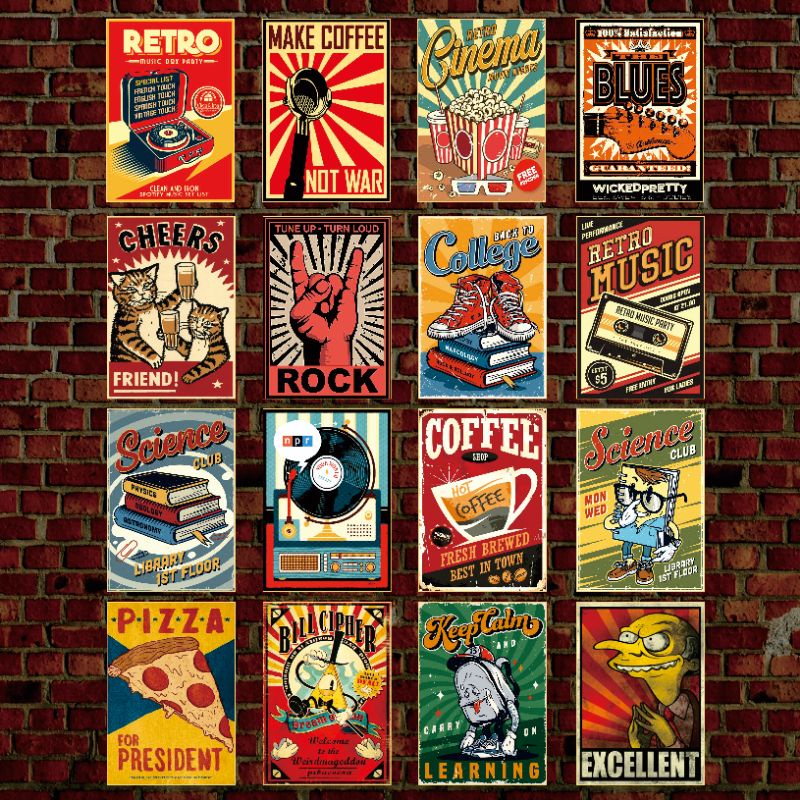 [16PCS] Retro VINTAGE STYLE POSTER SIZE A4 A5 A6 | Shopee Malaysia