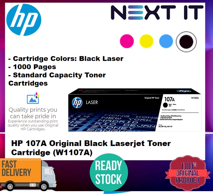 [READY STOCK] HP 107A W1107A BLACK ORIGINAL LASER TONER for 107A/107W ...