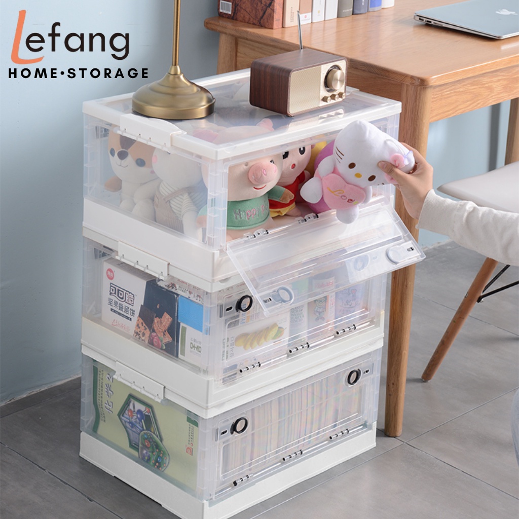 Lefang Office Home Foldable Plastic Transparent Stackable Storage Bins ...