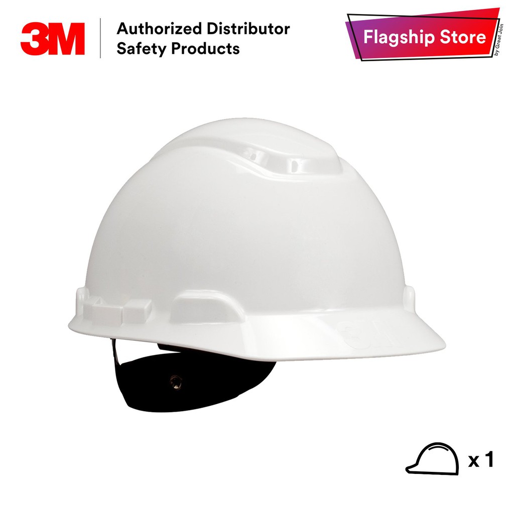 3M H-701R White Colour Safety Helmet/ 4-Point Suspension Ratchet Type ...