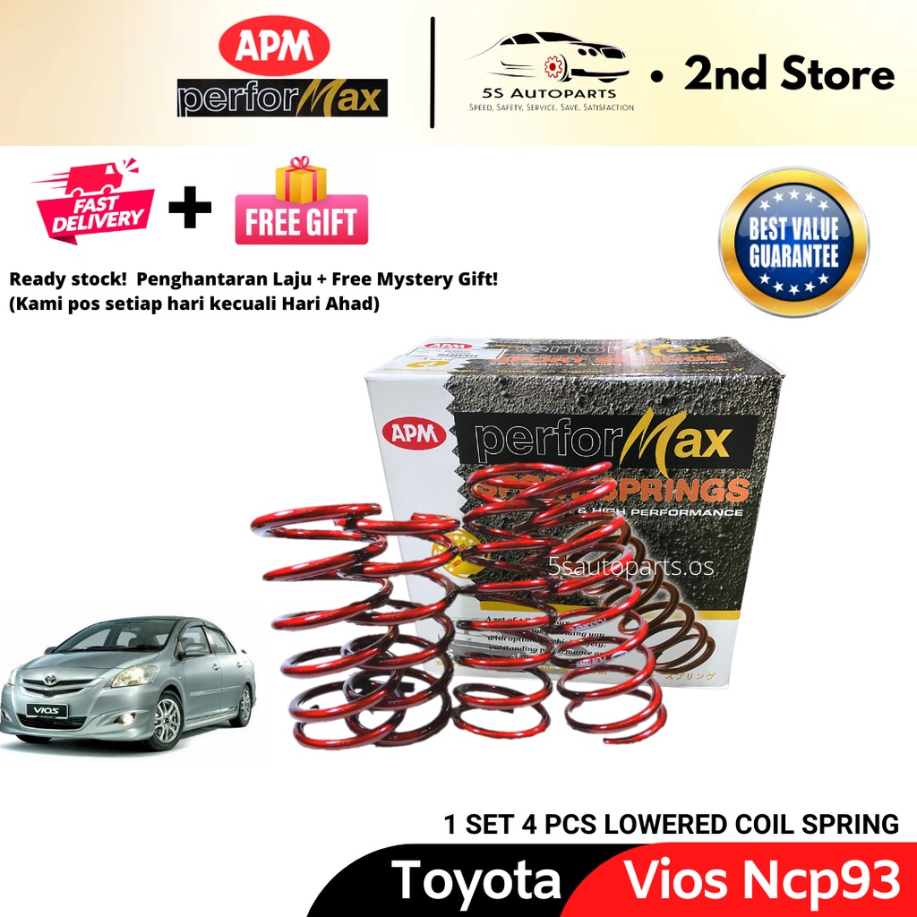 APM Performax Toyota Vios Ncp93 Lowered Sport Spring Set ( 4 PCS ...