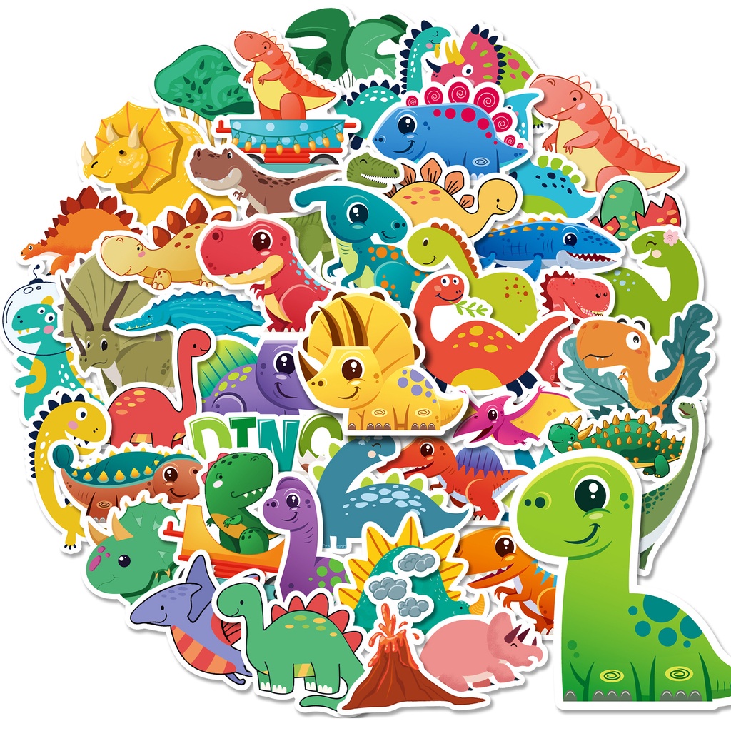 CARTOON DINO 50 pcs Waterproof Non Repeating Stickers Pack | Shopee ...