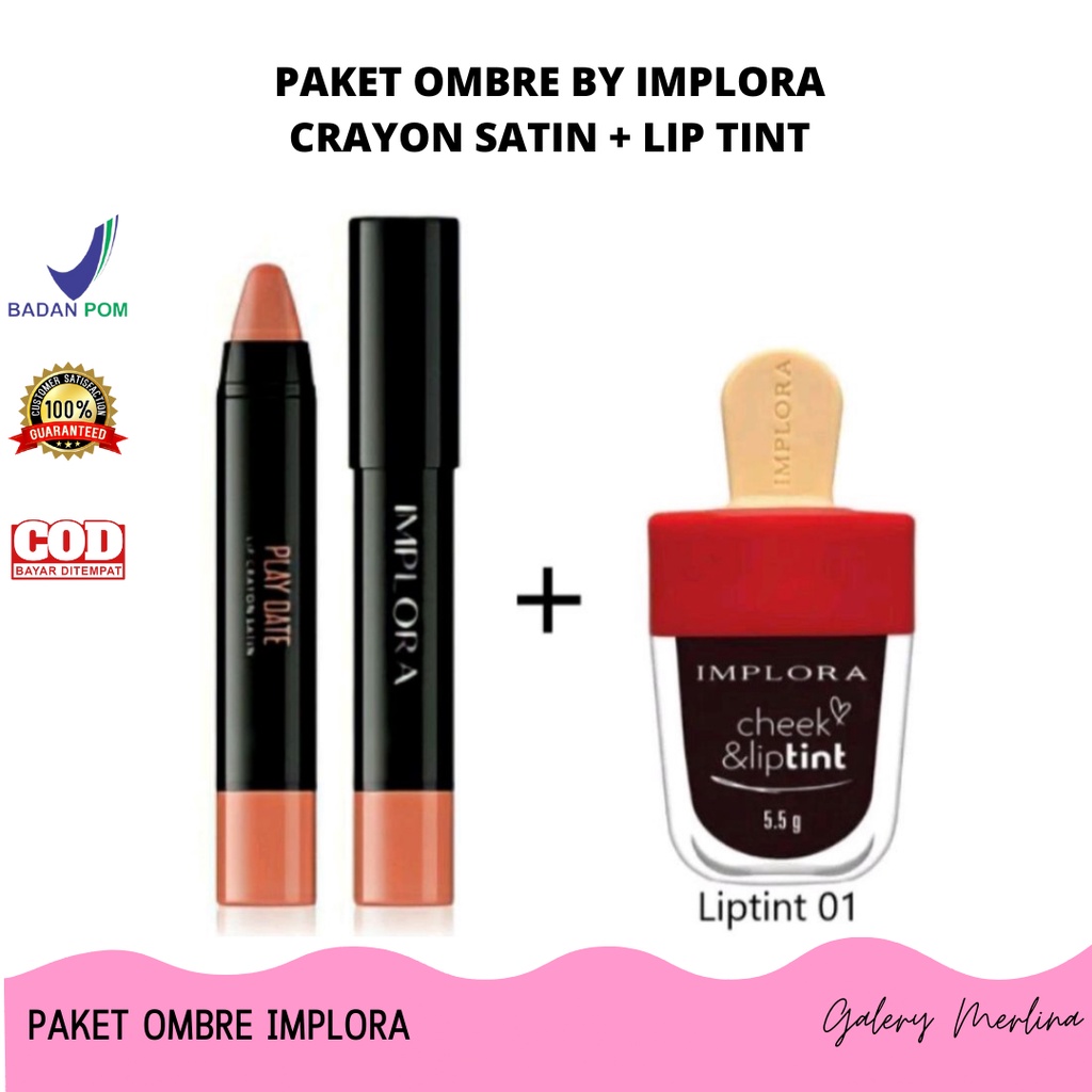 1 SET Package OMBRE IMPLORA LIP CRAYON SATIN PLAY DATE+LIPTINT 01 ...