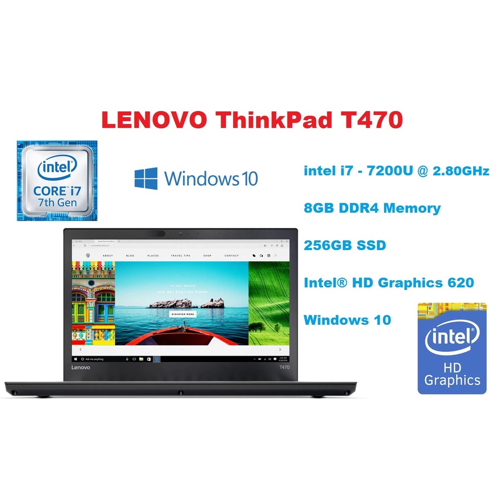LENOVO ThinkPad T470 intel core i7 7th gen/8GB RAM/256GB SSD/HD ...