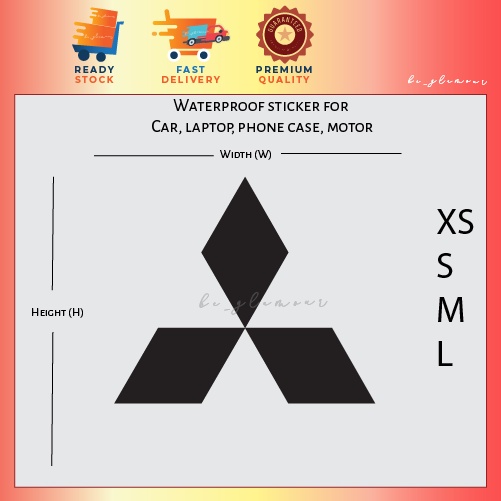 Mitsubishi Stickers Logo Sticker Kereta Waterproof Car Motor Laptop ...