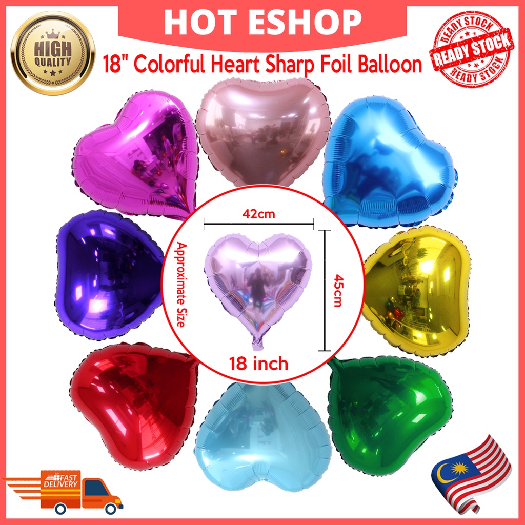 18" Variety Colorful Heart Sharp Balloon Colourful Birthday Kid Gift ...