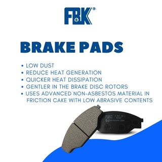 FBK Brake Pad Front/ Depan - Proton Wira 1.3, 1.5 2.0, ISWARA SAGA 12V ...