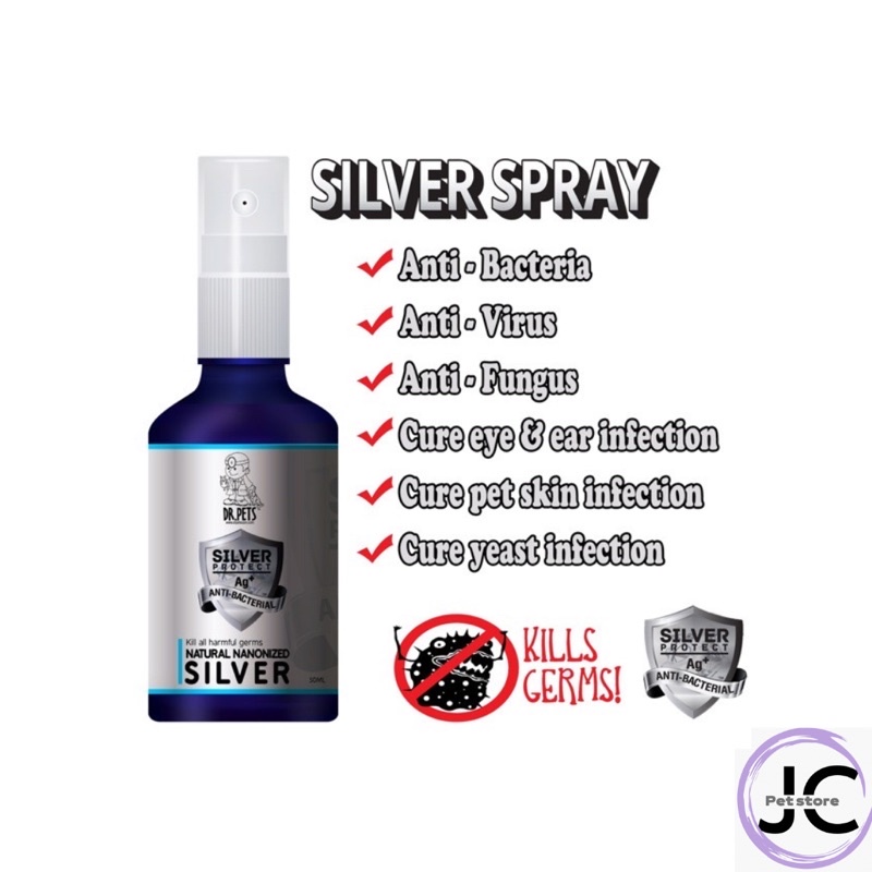 Dr. Pets Nano Silver Spray Fungus / Wound Infection Healing Spray 50ml ...