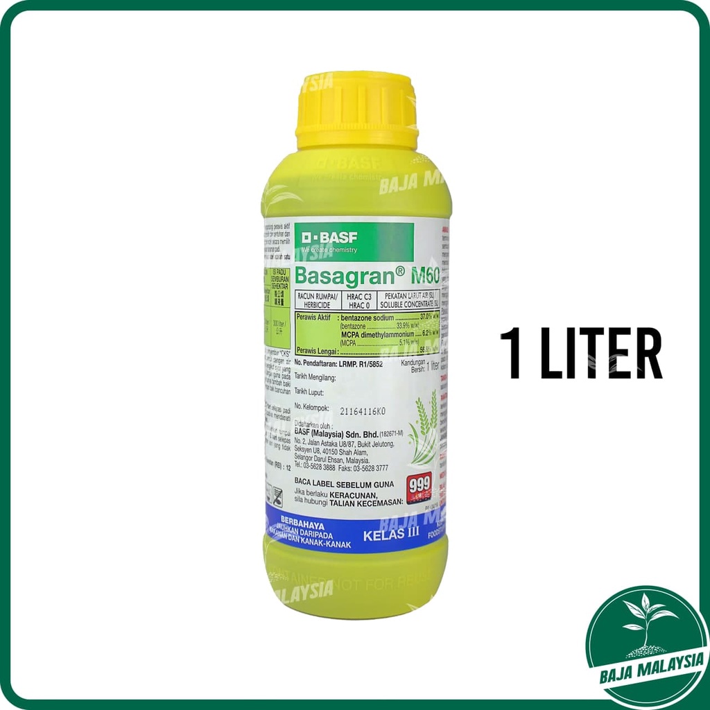 BASF Basagran M60 1 Liter Bentazone Sodium 37% Paddy Grass Killer Racun ...