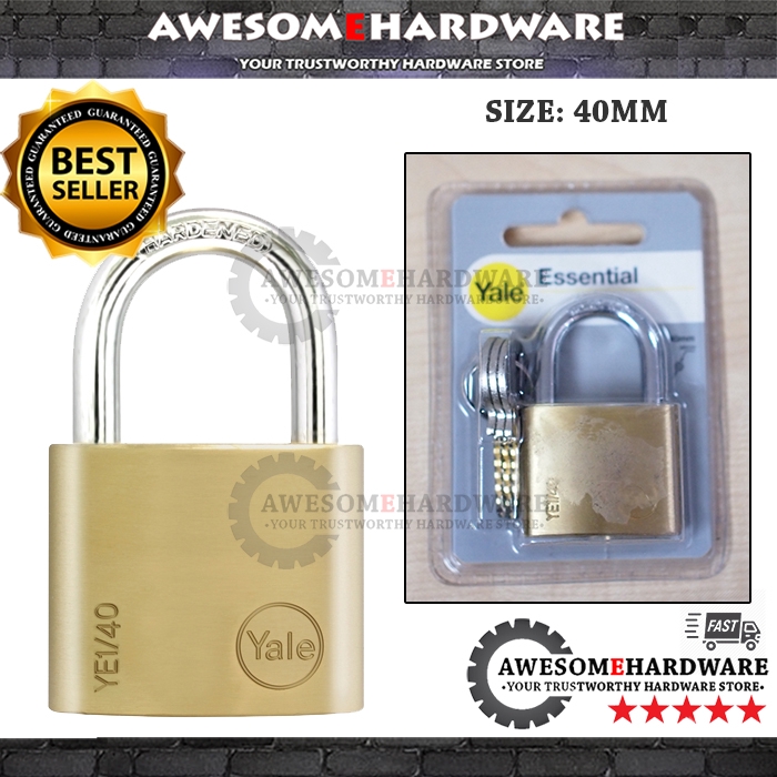 100% ORIGINAL YALE ESSENTIAL YE1 HARDENED STEEL BRASS PADLOCK (20MM 25MM 30MM 40MM 50MM 60MM ...