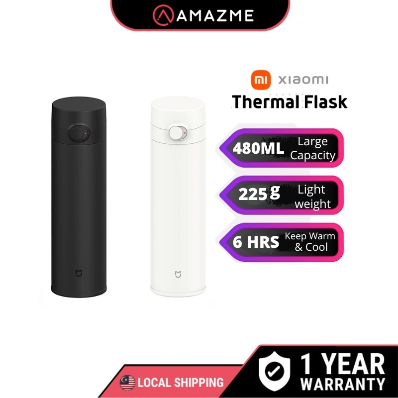 Xiaomi Mijia Thermos Thermal 2 Vacuum Flask Cup Stainless Steel 6 (480ml) MJBWB03WC | Shopee ...