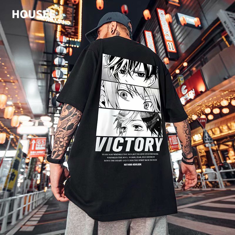 S-8XL Japanese tide brand two-dimensional animation short-sleeved t-shirt for men and women tide ...