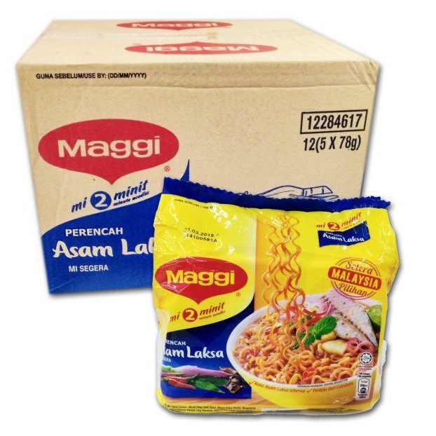 Maggi Instant Noodles - Asam Laksa (5 x 78g)-Pack of 12 | Shopee Malaysia