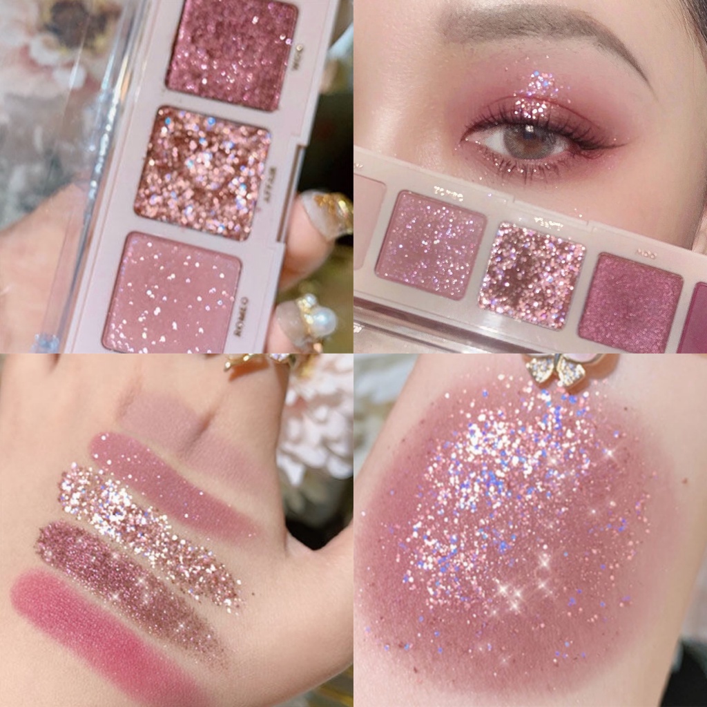 5-color eyeshadow/Pink purple eyeshadow palette/summer mini earth color ...