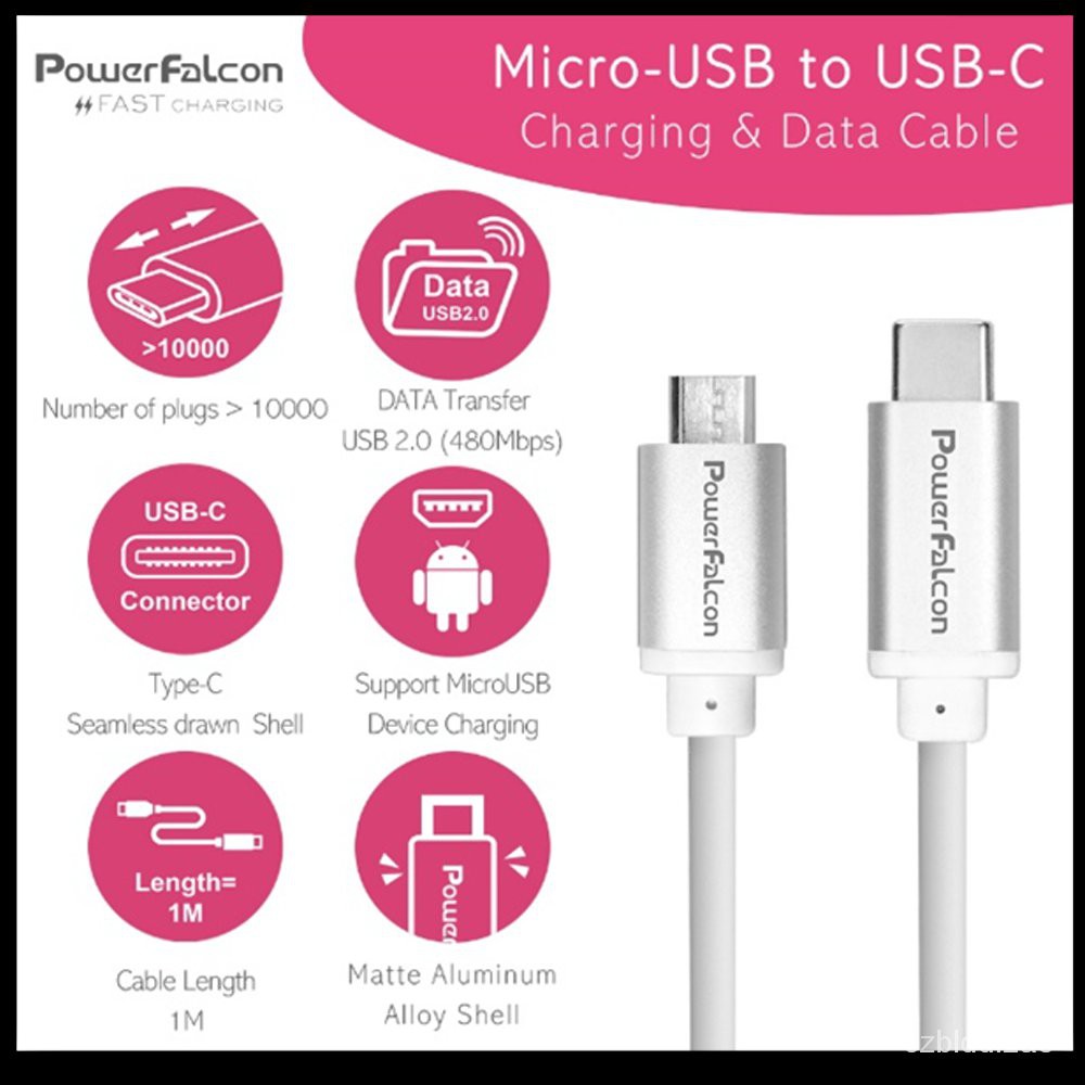 Power Falcon USB-C to Micro USB Cable. 1 meter Fast Charging USB-C to ...