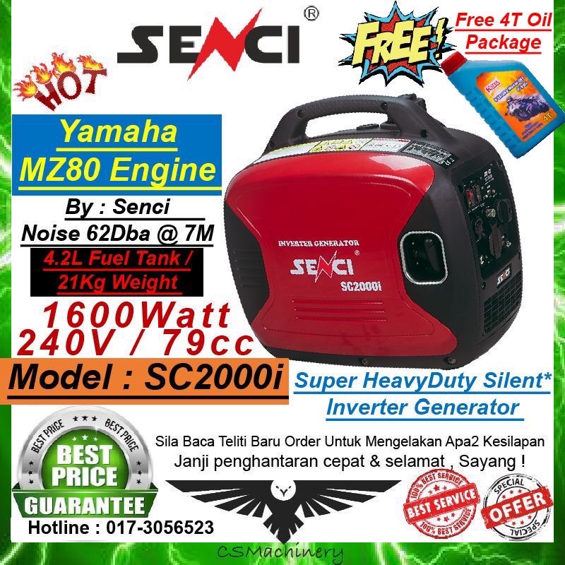 100% Original Senci SC1400i Petrol Silent Digital Inverter Honda Yamaha ...