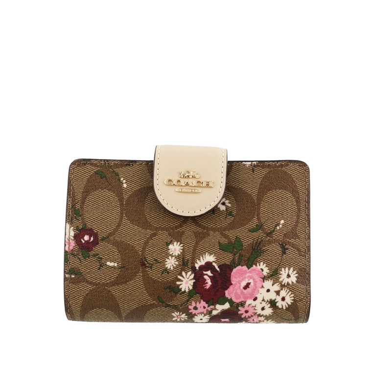 Coach Medium Corner Zip Wallet In Signature Canvas With Evergreen ...