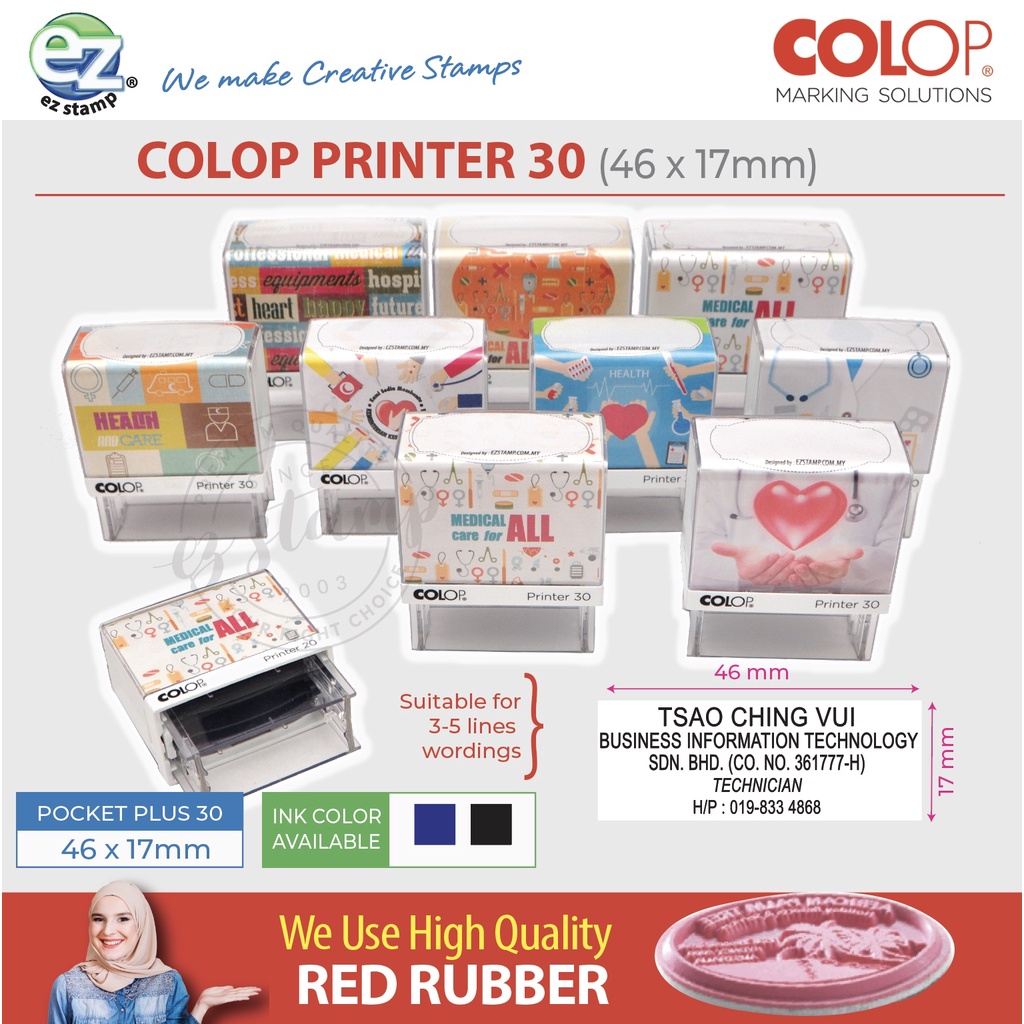 COLOP P30 Custom Made RED Rubber Stamp for Nurse, Teacher Signature ...