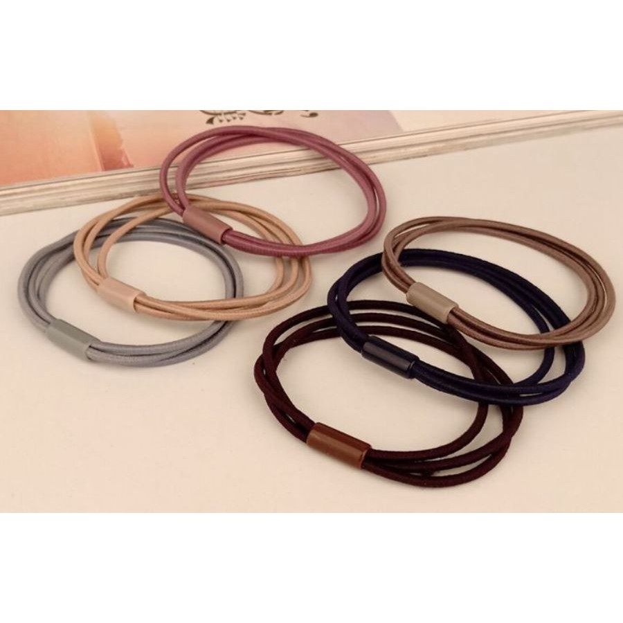Ready Stock Simple Colorful 3 string Hair Band Hairties Rubber Band ...