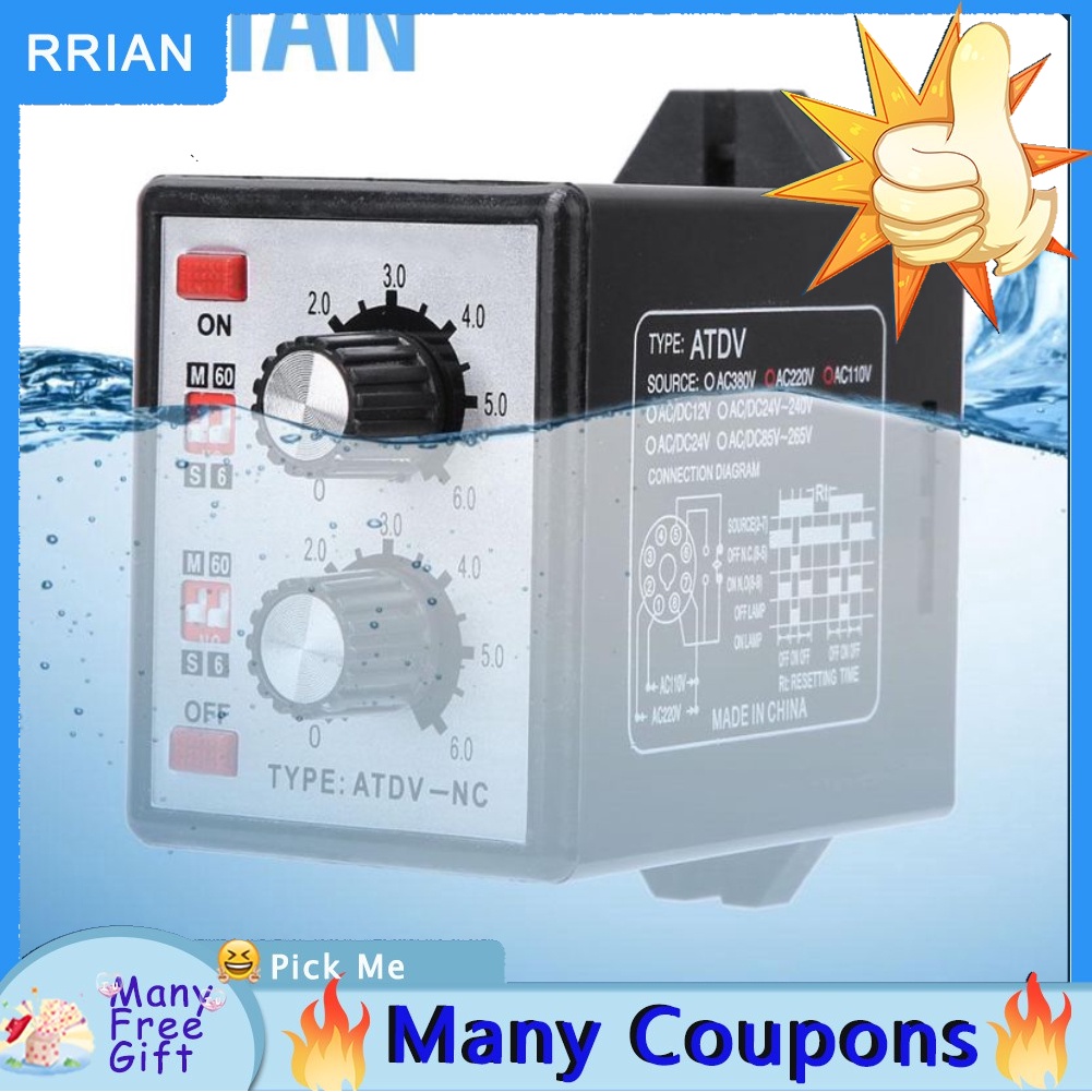 Rrian 220V 5A On Off Twin Timer Relay Knob Control Time Switch 6S-60M ...