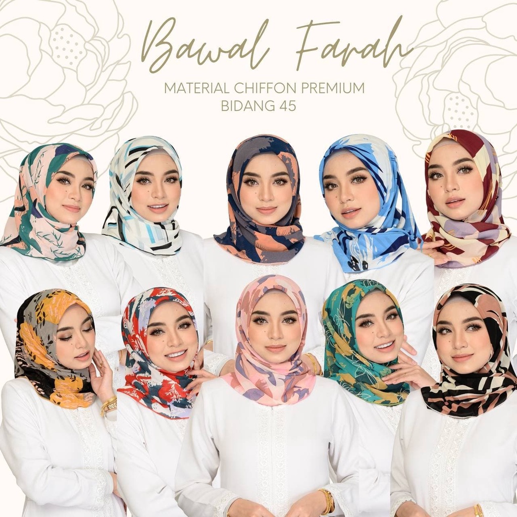 🔥🔥NEW🔥🔥 Tudung Bawal Farah 5.0 Corak Print Chiffon Anti Kedut | Shopee Malaysia