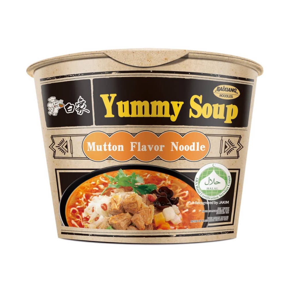 Bai Xiang YUMMY SOUP MUTTON FLAVOR NOODLE BOWL 107G 白象羊肉汤杯面 Sup Pedas ...
