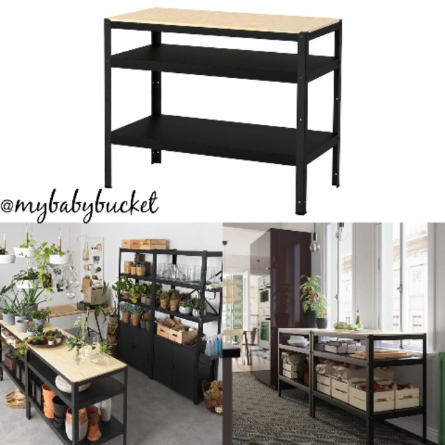 IKEA 🇸🇪 BROR Work Bench - Black, Pine Plywood 110x55 cm | Shopee Malaysia