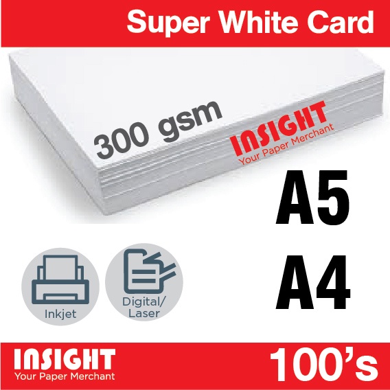 Super White Card 300gsm 100's A5 A4 Ivory card Uncoated Card Gift Card ...