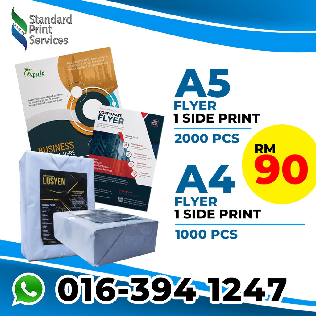 Flyer flyers leaflet brochure 传单 A5 A4 128gsm 2000pcs | Shopee Malaysia