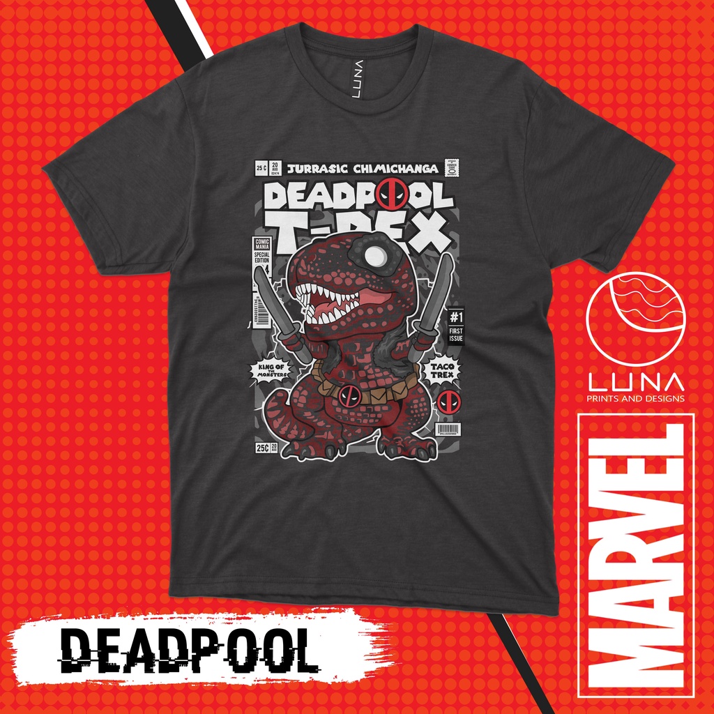 Marvel Comics - Deadpool T-Rex Chibi Black Shirt - The Luna Merch ...