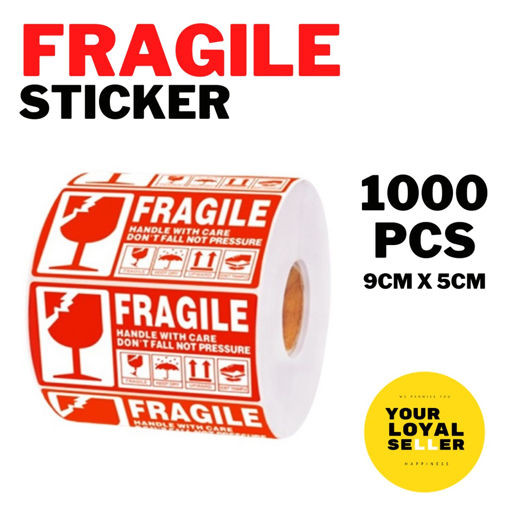 1000 PCS Fragile Sticker Warning Label Poslaju Courier Urgent Sticker ...