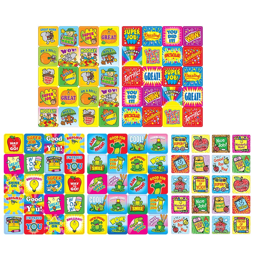 200 Pcs/Pack 2.5cm Square Cartoon Kids Reward Stickers Children'S ...